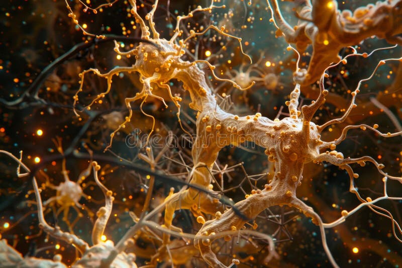 Neurons Abstract Background. Connections of Nerves in Microscope View ...