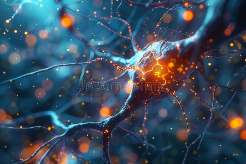 Neurons Abstract Background. Connections of Nerves in Microscope View ...