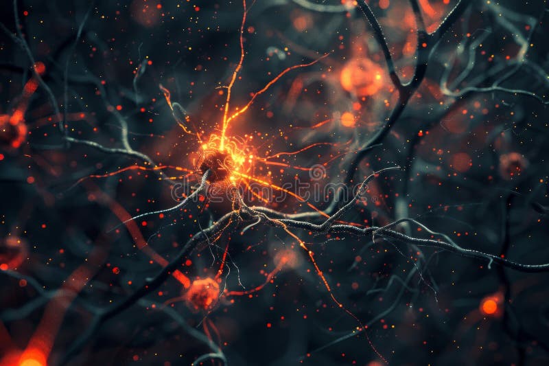 Neurons Abstract Background. Connections of Nerves in Microscope View ...