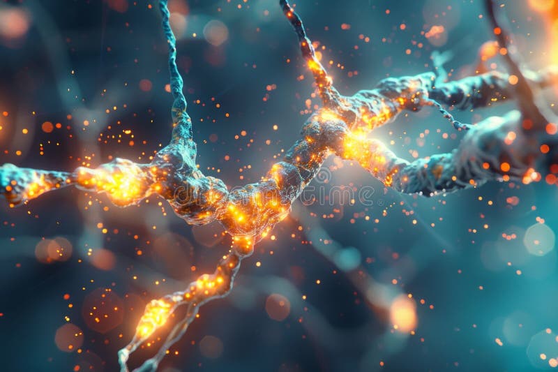 Neurons Abstract Background. Connections of Nerves in Microscope View ...