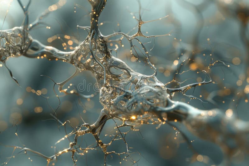 Neurons Abstract Background. Connections of Nerves in Microscope View ...