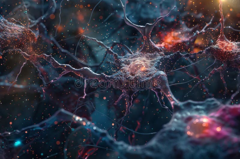 Neurons Abstract Background. Connections of Nerves in Microscope View ...