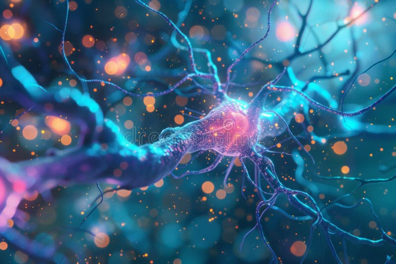 Neurons Abstract Background. Connections of Nerves in Microscope View ...