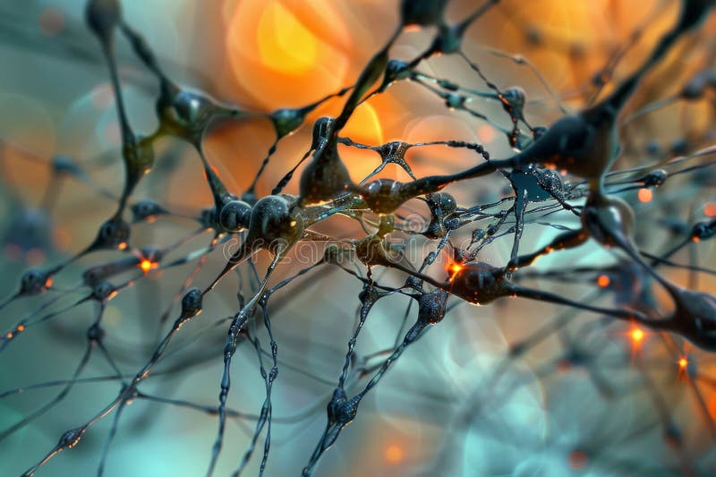 Neurons Abstract Background. Connections of Nerves in Microscope View ...