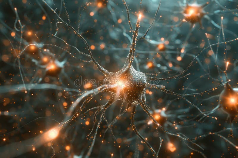 Neurons Abstract Background. Connections of Nerves in Microscope View ...
