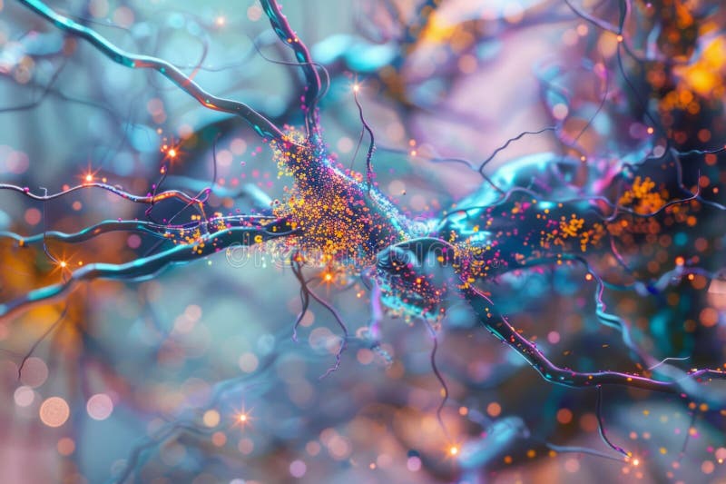 Neurons Abstract Background. Connections of Nerves in Microscope View ...