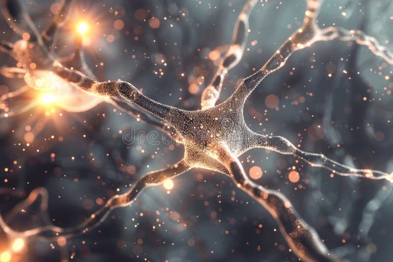 Neurons Abstract Background. Connections of Nerves in Microscope View ...