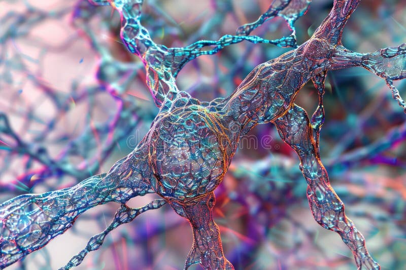 Neurons Abstract Background. Connections of Nerves in Microscope View ...