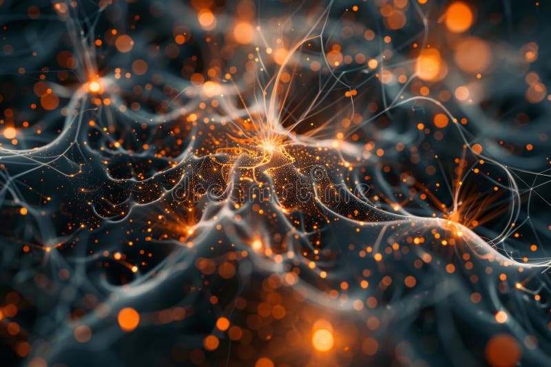Neurons Abstract Background. Connections of Nerves in Microscope View ...