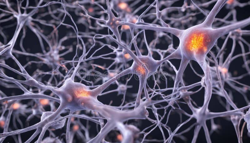 Neurons in Action - a Network of Interconnected Cells Stock Image ...