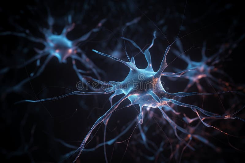 Neurons in the Brain Background from Generative Ai Stock Illustration ...