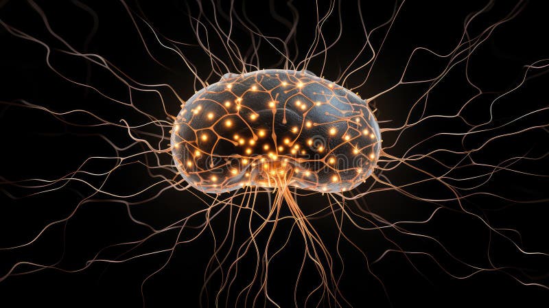 Neurons brain black stock illustration. Illustration of function ...
