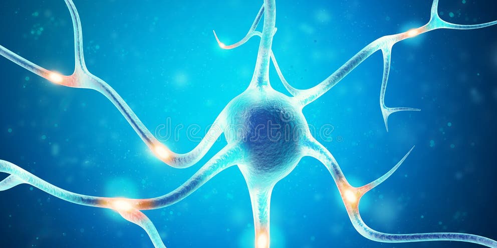 Neurons in the Brain with Focus Effect. 3d Rendering Stock Illustration ...