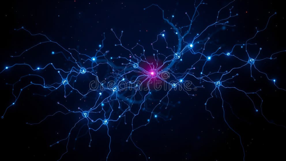Neurons Cells Concept Abstract Visualization of Neuron Synapses Stock ...