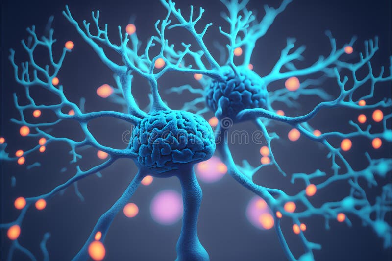 Neurons Cells Concept on Blue Background Created with Generative AI ...