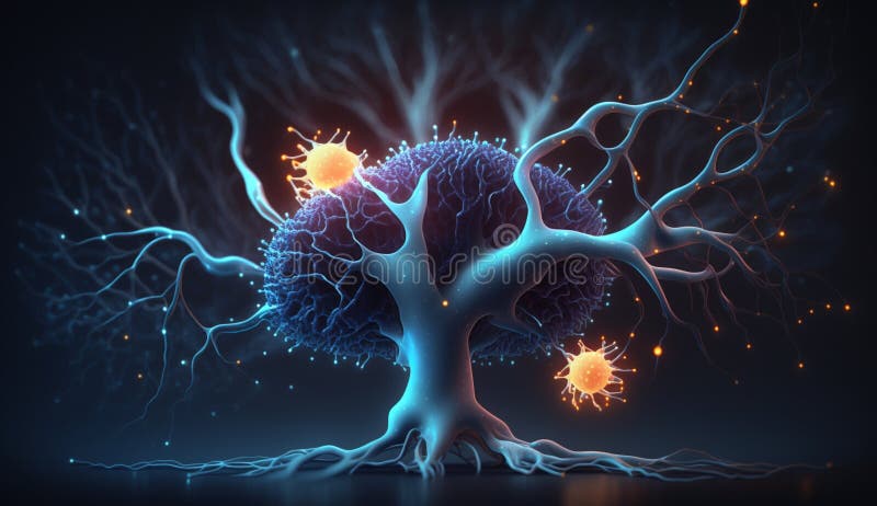 Neurons Cells or Nervous System Neurons Cells Blue Background Creative ...