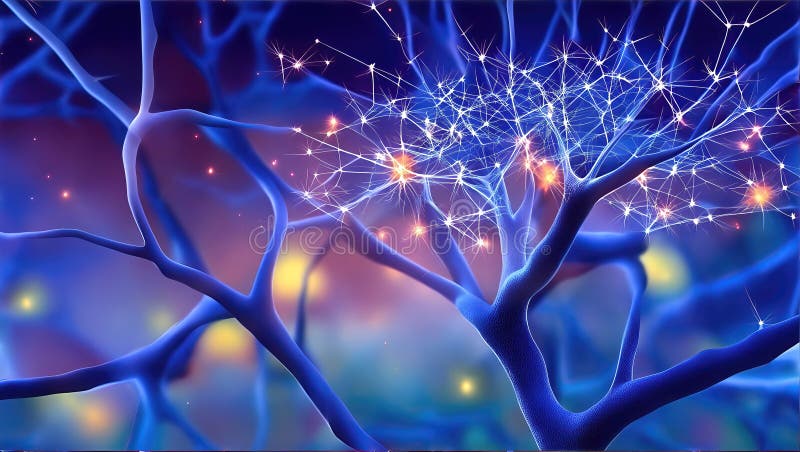 Neurons Cells Concept Showing Neurons Firing and Neural Extensions ...