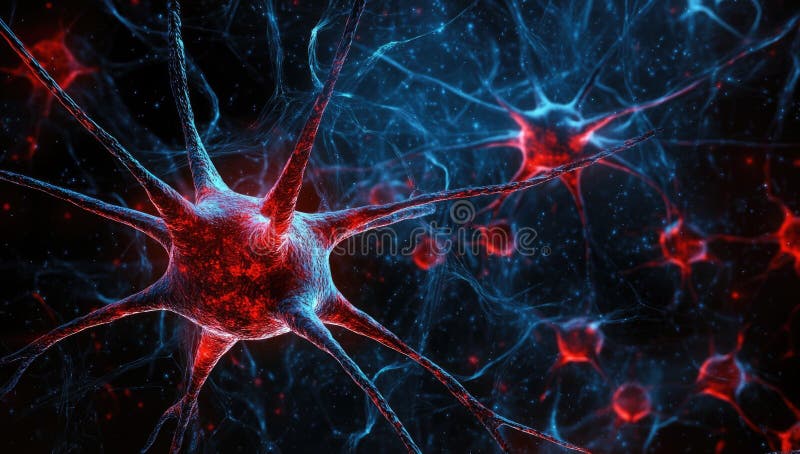 Neurons Communicating in a Vibrant Neural Network Stock Illustration ...