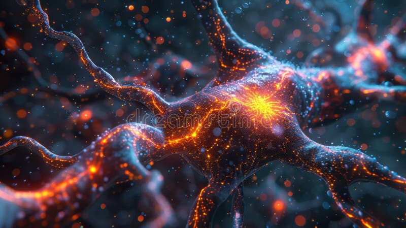 Neurons that Conduct an Impulse in the Brain Stock Illustration ...