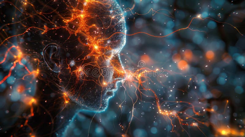 Neurons that Conduct an Impulse in the Brain Stock Illustration ...