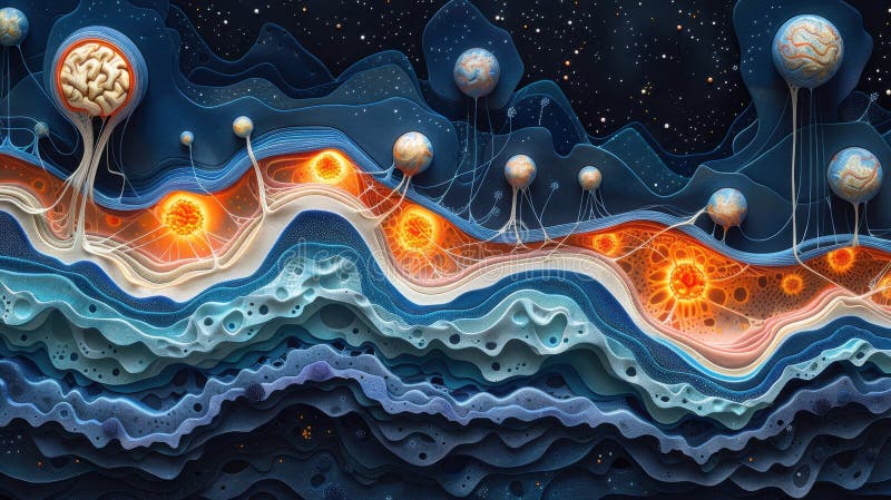 Neurons that Conduct an Impulse in the Brain Stock Illustration ...