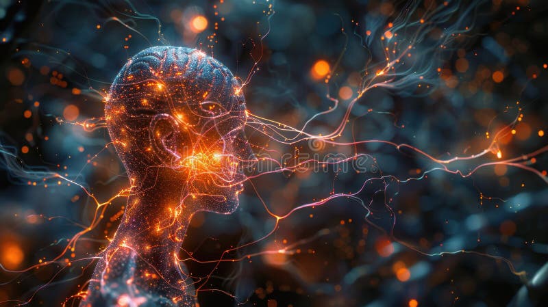 Neurons that Conduct an Impulse in the Brain Stock Illustration ...