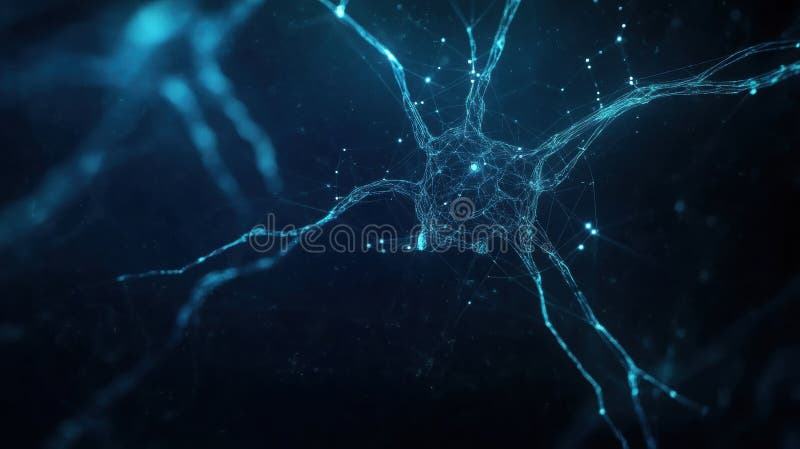 Neurons Connecting in a Dark, Digital Environment Showcasing Neural ...