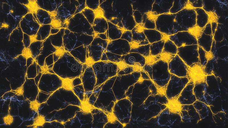 Neurons Display Intricate Network Patterns in Vibrant Yellow Against a ...