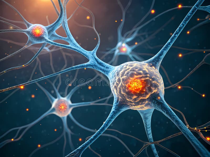 Neurons Firing and Transmitting Signals in the Nervous System Stock ...