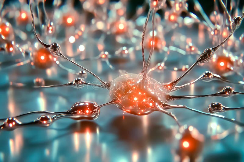Neurons Interconnected and Emitting Electrical Signals in a Vibrant ...