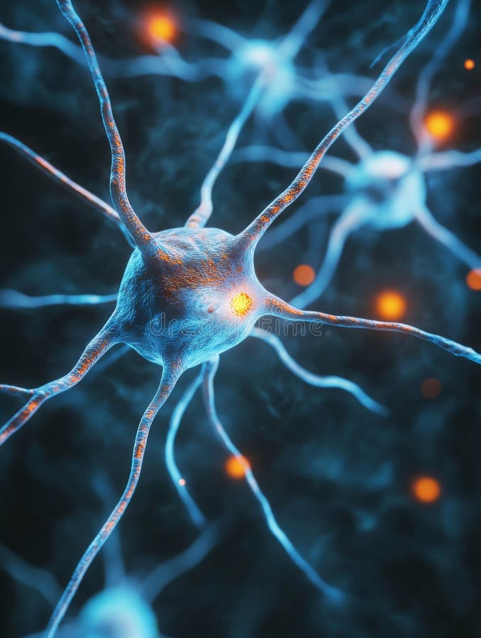 Neurons Interconnected with Glowing Synapses Illustrate Complex Brain ...