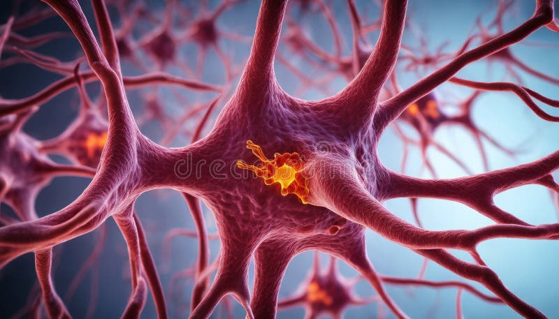 Neurons in a Network, a Complex Symphony of Synapses Stock Illustration ...