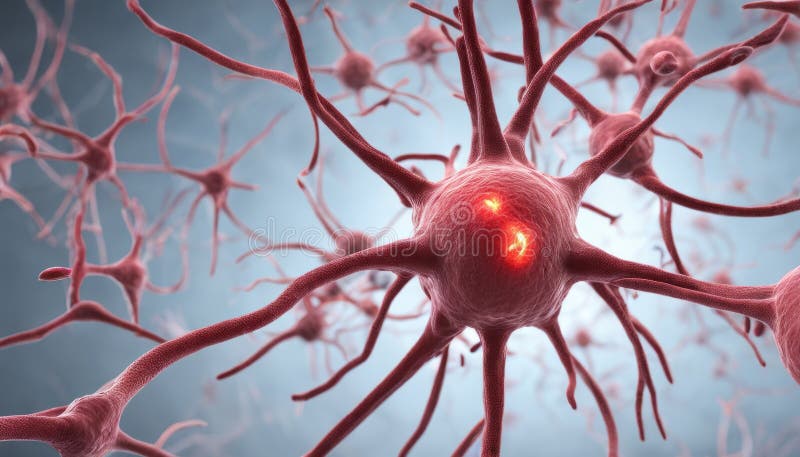 Neurons in a Network, a Complex Symphony of Synapses Stock Illustration ...