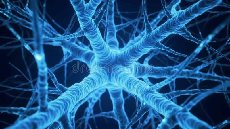 Neurons Network Visualization of Blue Nerve Cells Connection Concept ...