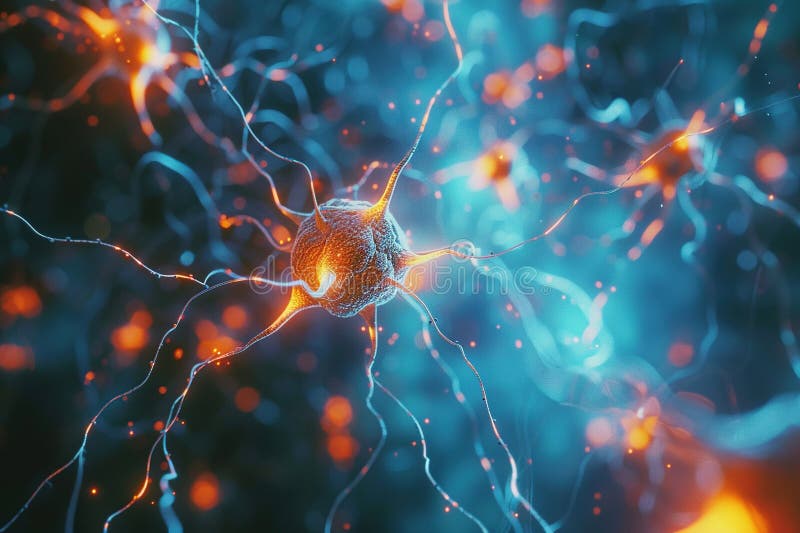 Neurons and Neural Network of a Human Brain. Generative Ai Stock Photo ...