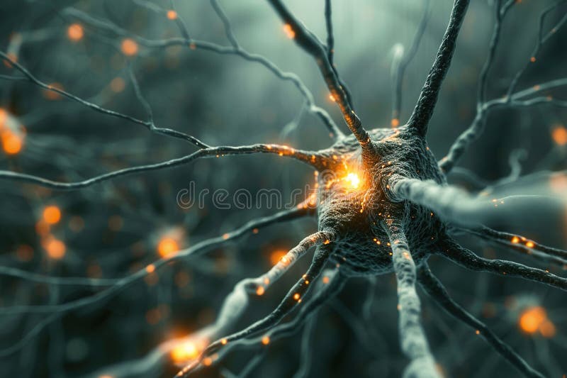 Neurons and Neural Network of a Human Brain. Generative Ai Stock Photo ...
