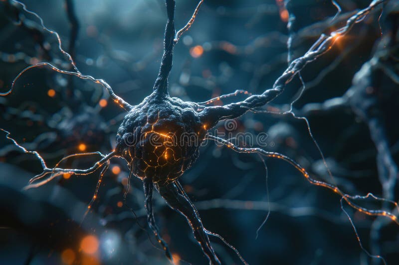 Neurons and Neural Network of a Human Brain. Generative Ai Stock Photo ...