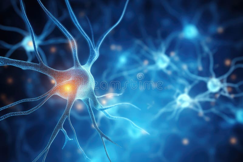 Neuron Cell, 3d Illustration. Neuron Cell with Neurons and Nervous ...