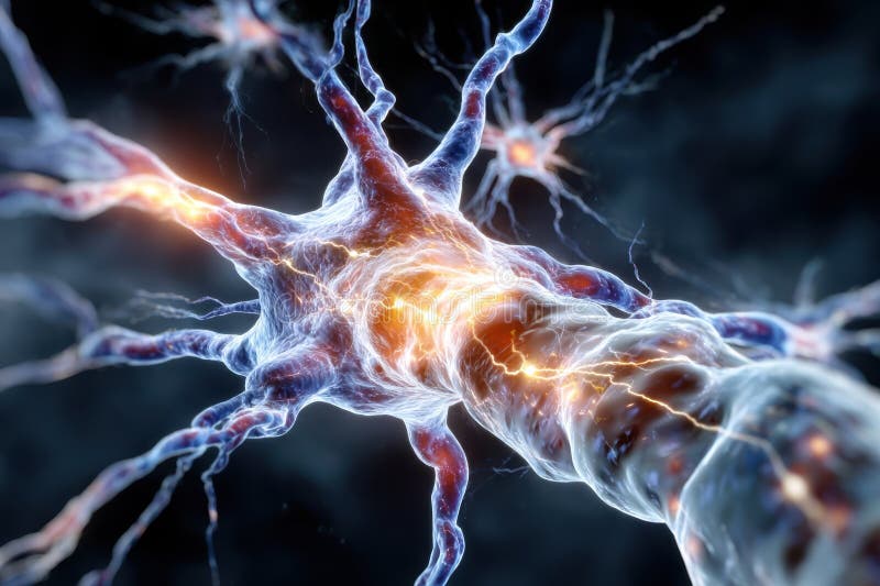 Neurons Transmitting Signals in a Detailed Digital Illustration of the ...