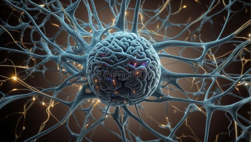 Neurons and Synapses Structure Depicting Brain Chemistry. Close-up ...