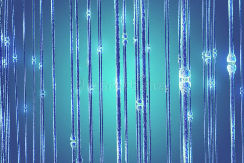 Neurons Transmission Signals in the Head on Blue Background. Synapse ...