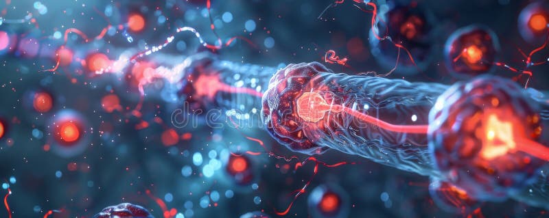 Neurons Transmitting Signals a Vibrant Depiction of Neural Network and ...