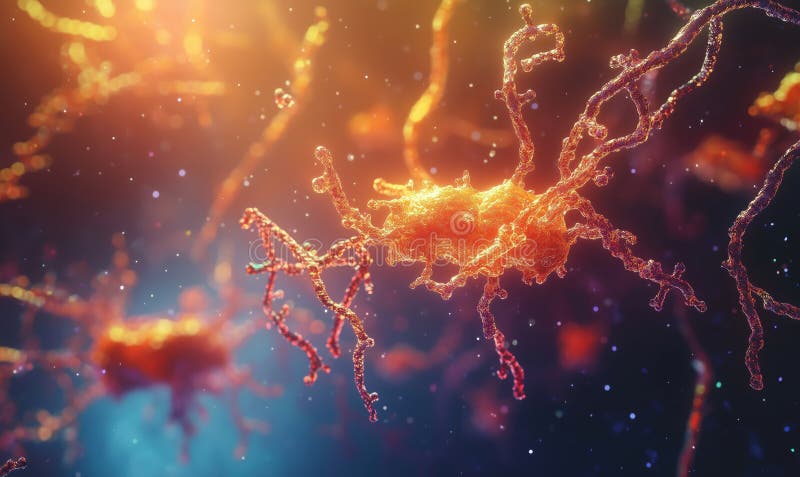 Neurons in Vibrant Colors Showcasing Intricate Structures and ...