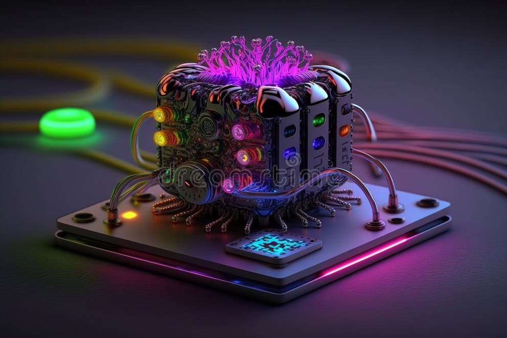 Neuroprocessor. an Abstract 3D Illustration of a Chip Processor with ...