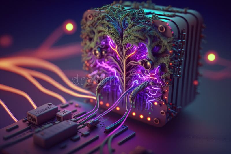 Neuroprocessor. an Abstract 3D Illustration of a Chip Processor with ...