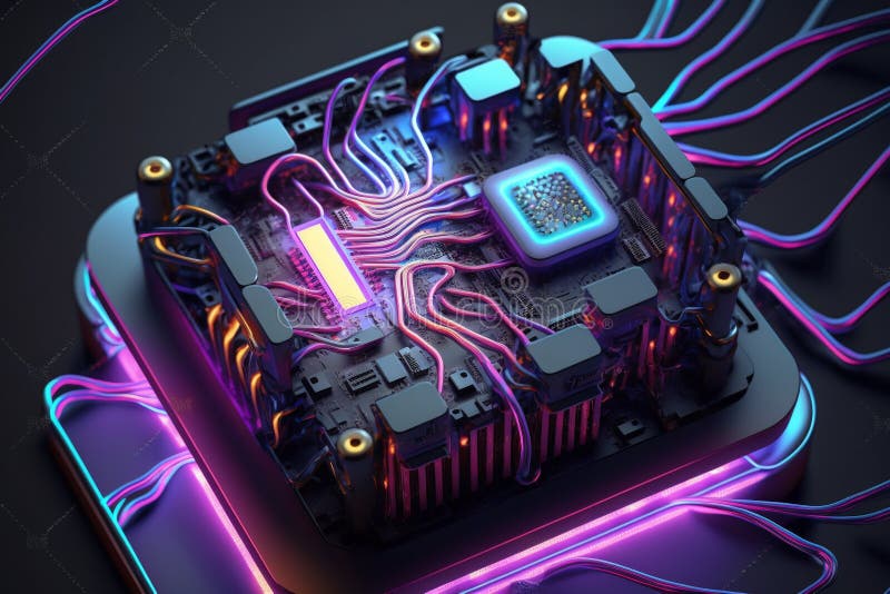 Neuroprocessor. an Abstract 3D Illustration of a Chip Processor with ...