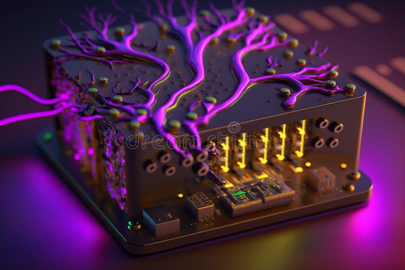 Neuroprocessor. an Abstract 3D Illustration of a Chip Processor with ...