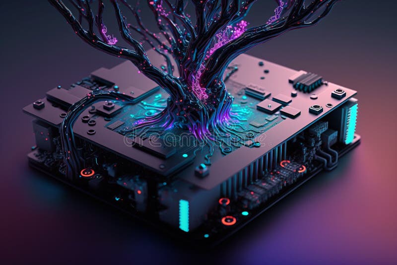 Neuroprocessor. an Abstract 3D Illustration of a Chip Processor with ...