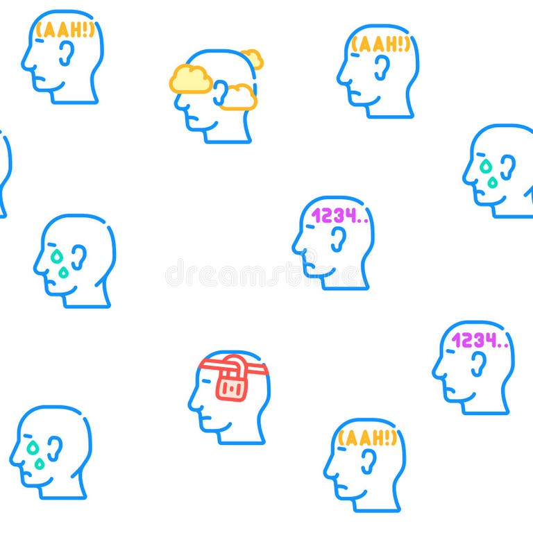 Neurosis Brain Problem Vector Seamless Pattern Stock Illustration ...