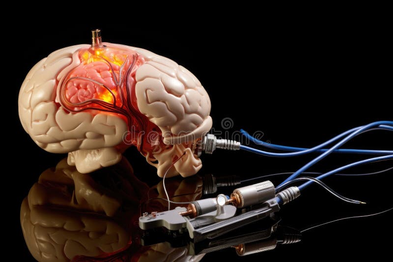 Neurostimulation Implant Next To a Brain Model Stock Photo - Image of ...